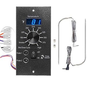 digital thermostat kit for traeger control panel kit parts replacement, upgrade digital thermometer pro controller temperature control board for traeger pellet grills, with dual meat probes