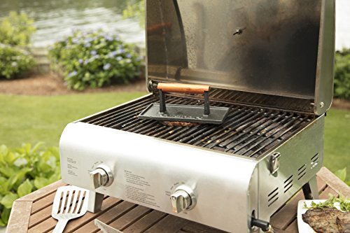 Cuisinart Burger Press Bundle - 3-in-1 Stuffed Burger Press (Black) & Cast Iron Grill Press (Wood Handle)