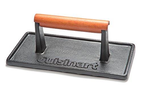 Cuisinart Burger Press Bundle - 3-in-1 Stuffed Burger Press (Black) & Cast Iron Grill Press (Wood Handle)