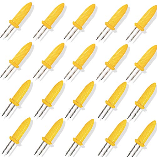 Corn Holders Stainless Steel Corn on The Cob Holders Skewers with Storage Box for Outdoor BBQ Cooking 20 Pieces