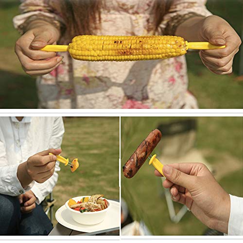 Corn Holders Stainless Steel Corn on The Cob Holders Skewers with Storage Box for Outdoor BBQ Cooking 20 Pieces