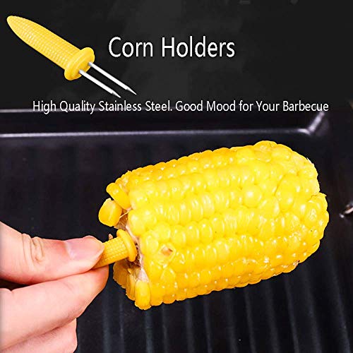 Corn Holders Stainless Steel Corn on The Cob Holders Skewers with Storage Box for Outdoor BBQ Cooking 20 Pieces