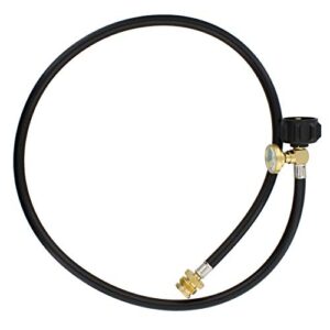 BISupply 4ft Propane Tank Gauge - Propane Hose Adapter 1lb to 20lb Fitting - Color Indicating Propane Gas Gauge