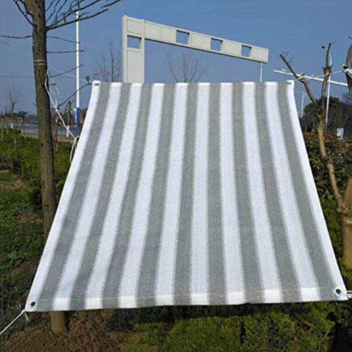 ALBN Sun Shade Mesh, Stripe Privacy Screen Weatherproof with Metal Hole for Balcony Patio Fences Privacy Protection Hood, 51 Sizes (Color : Gray White, Size : 200x600cm)