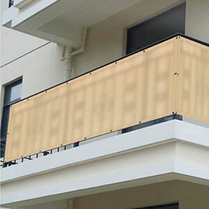 ALBN Balcony Screen Privacy Protection Outdoor Shading Net Windshield UV Protection HDPE Tear Resistant with Rope & Cable Ties, Height 1.1m/1.4m (Color : Beige, Size : 140x200cm)