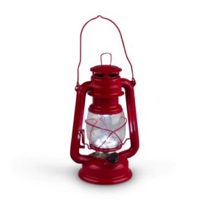 gerson 9.5-inch red metal 15 led hurricane lantern with dimmer switch