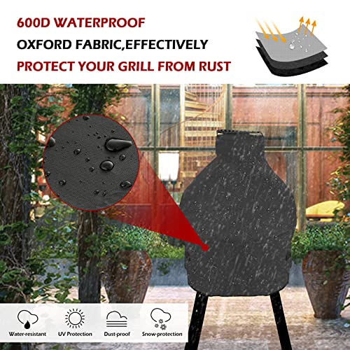 Grill Cover fit MiniMax & Mini Big Green Egg,Big Green Egg Accessories,Black Waterproof Full Grill Cover Smoker Accessories,Premium-Quality Fabric Outdoor Grill Cover for Big Green Egg