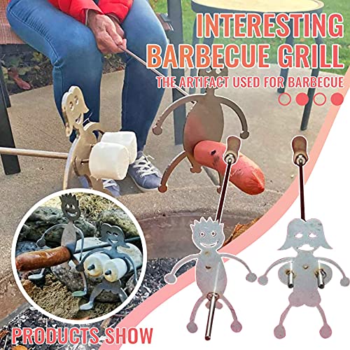 Kabob skewers,Stainless Steel Hot Dog Marshmallow Roaster,Funny Metal Craft Barbecue Fork, Human Design Barbecue Fork for Outdoors, Family Gatherings, BBQ Party (Girl)