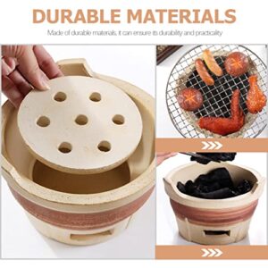 HANABASS Japanese Style Grill 1set Charcoal Burner Charcoal Grill Pottery Clay Charcoal Stove Portable Barbecue Stove Hibachi Grill