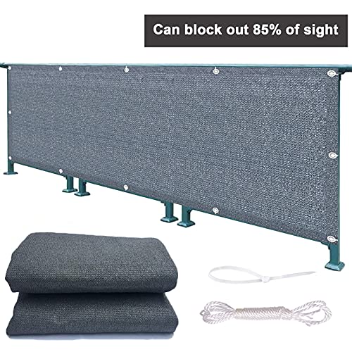 ALBN Balcony Privacy Screen Cover Fence Windbreak Net Garden Privacy Screen HDPE UV Protection Windscreen with Rope & Cable Ties (Color : Dark Gray, Size : 0.9x6m)