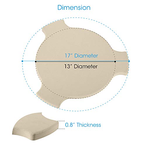 Unicook Smoking Stone Heat Deflector for Akorn Kamado, Large Big Green Egg, Heavy Duty Ceramic Smokin' Pizza Stone 17 Inch, Heat Diffuser Plate, Compatible for Char-Griller 6201