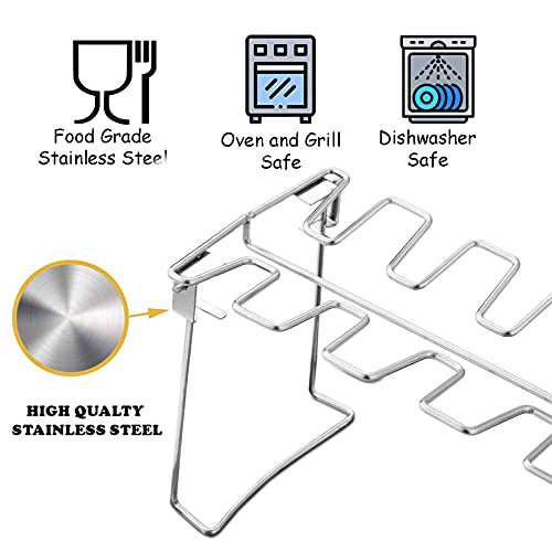 Chicken Leg And Wing Rack For Grill Smoker Oven - Easy To Use 14 Slots Chicken Leg Rack - High Grade Stainless Steel Chicken Wing Rack Chicken Drumstick Holder For Perfect Cook