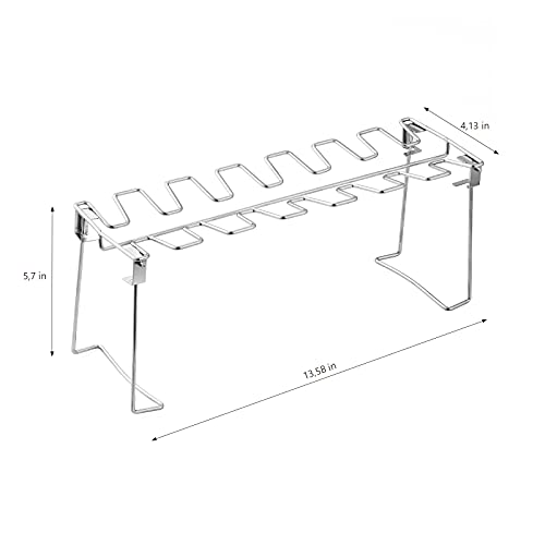 Chicken Leg And Wing Rack For Grill Smoker Oven - Easy To Use 14 Slots Chicken Leg Rack - High Grade Stainless Steel Chicken Wing Rack Chicken Drumstick Holder For Perfect Cook