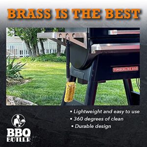 BBQ Butler Brass Grill Brush - Large Triple-Headed Grill Brush - Cleaning Brush - Barbecue Wire Brush - BBQ Tools - BBQ Accessories - Porcelain Grill Brush - Great for All Smoker/Grill Grates