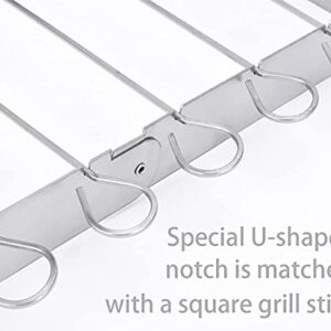 Skewer Rack Set for Grill,12pcs 12inch Stainless Steel Square Barbecue Skewers Shish Kabob and Foldable Grill BBQ Racks Set,Durable and Reusable for Party and Cookout (Barbecue Skewers Rack Set 12p+1)