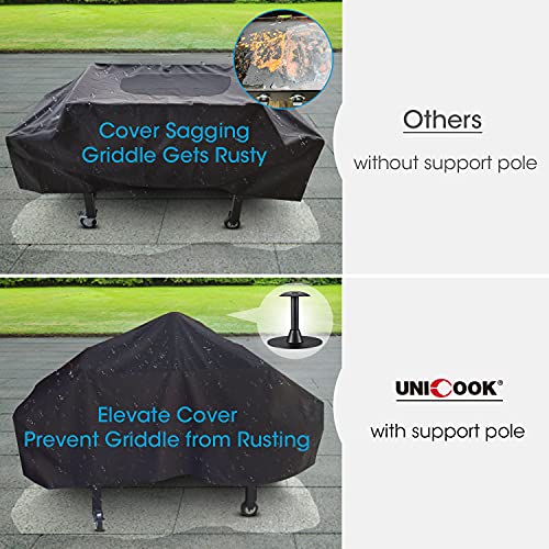 Unicook Griddle Cover, Compatible for Blackstone 36 Inch Grill, Camp Chef and More, Flat Top Grill Cover with Sealed Seam, Heavy Duty Waterproof Cooking Station Griddle Cover, Includes Support Pole