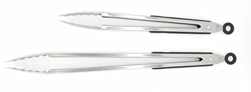 Great American Griller Extra Long-Handled Stainless Steel Tongs for Grilling and Kitchen Use | Strong Grip for Massive Meat, Dishwasher Safe, Metal Tongs Kitchen | Cooking Tongs Set of 2