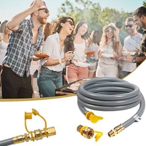 12FT 3/4" ID Natural Gas Hose with Quick Connect Fittings for NG/LP Propane Appliances, Grill, Patio Heaters, Generators, Pizza Oven, etc.