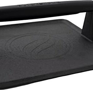 Blackstone 5554 Pre-Seasoned Signature Cast Iron Griddle Grill Press XL Extra Wide Base Heavy Duty-Meat, Burger, Bacon, Steak, Sausage Heat Resistant Handle-10” x 10” x 4” (Square), Black