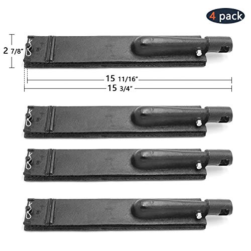 Hongso 15 3/4 inches Cast Iron Burner Gas Grill Replacement for Barbeques Galore (Turbo) 4-burner, Aussie, Bakers and Chefs, Charbroil, Nexgrill, Sam's, Sterling Forge Model Grills CBC301 (4-Pack)