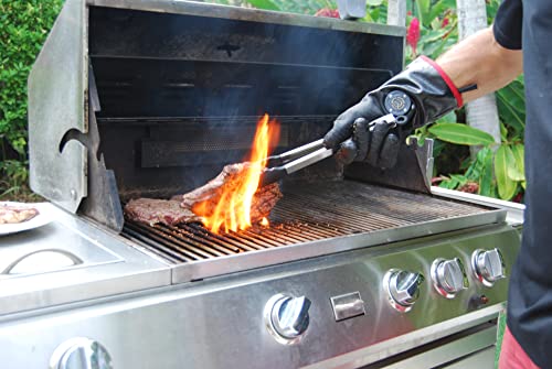 MagneCHEF Freedom BBQ Glove, Heat Resistant 932℉, Easy On & Off Glove for Grill/Smoker/Cooking/Pit/Barbecue/Oven/Fryer, Textured Palm No Slip Grip, Waterproof & Oil Resistant (Black Traditional Fit)