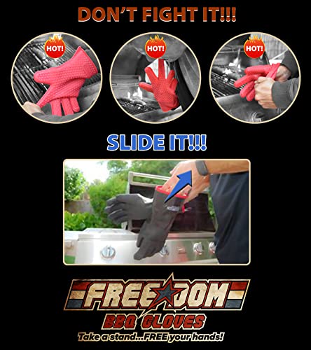 MagneCHEF Freedom BBQ Glove, Heat Resistant 932℉, Easy On & Off Glove for Grill/Smoker/Cooking/Pit/Barbecue/Oven/Fryer, Textured Palm No Slip Grip, Waterproof & Oil Resistant (Black Traditional Fit)