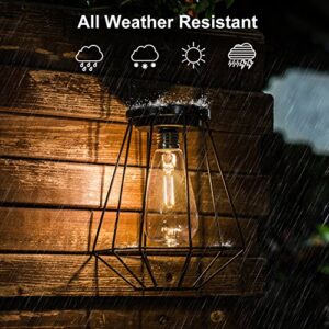 Outdoor Solar Lanterns Lamps - 2 Pack Tabletop Filament LED Edison Bulbs Hanging Solar Powered Garden Decorative Table Lights for Patio Backyard Courtyard Lawn Landscape Décor (ST64 Filament Bulb)