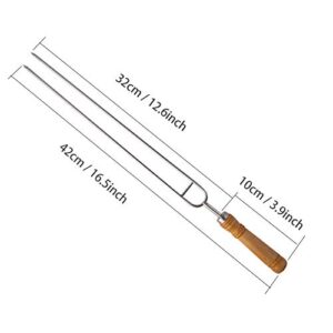 IMEEA Double Skewers for Grilling Thickened Barbeque Skewers Stainless Steel Skewers for Kabobs BBQ Stick with Wood Handle, 16.5-Inch