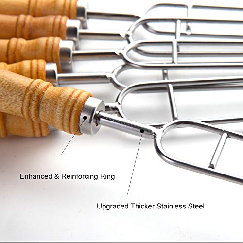 IMEEA Double Skewers for Grilling Thickened Barbeque Skewers Stainless Steel Skewers for Kabobs BBQ Stick with Wood Handle, 16.5-Inch