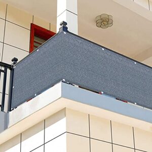 ALBN Balcony Privacy Screen Cover Net Fence 90% Blockage Breathable UV Protection, with Rope & Cable Ties Fits Apartment Railings, Patio Decking, or Decks (Color : Dark Gray, Size : 90x300cm)