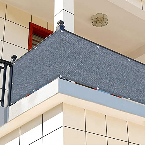 ALBN Balcony Privacy Screen Cover Net Fence 90% Blockage Breathable UV Protection, with Rope & Cable Ties Fits Apartment Railings, Patio Decking, or Decks (Color : Dark Gray, Size : 90x300cm)