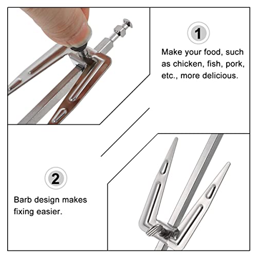 Kitchen Grill Fork Stainless Steel Rotating Air Fryer Fork Air Fryer Supplies Roast Fork for BBQ Cooking Meat Spit Rods (25 X 5 cm)