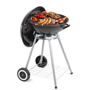 wonlink charcoal grill, 18.5 inch portable camping bbq grill with wheels for outdoor cooking picnic barbecue