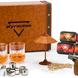 Cocktail Smoker Kit with Torch, Umbrella Whiskey Bourbon Smoker Kit with Wood Chips, Smoked Old Fashioned Drink Smoker Infuser Kit, Unique Gifts for Men Him Dad Husband Boyfriend (No Butane)