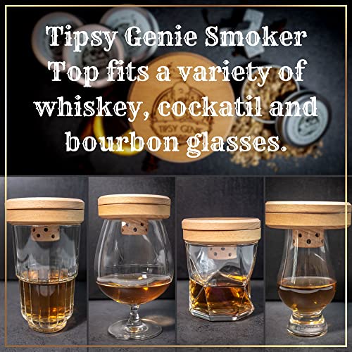 Tipsy Genie Alcohol Infuser Cocktail Smoker Kit with Four Wood Chips for Whiskey, Bourbon, and Cocktails. Old Fashioned Drink Smoker Kit., 6.5x6x2.5