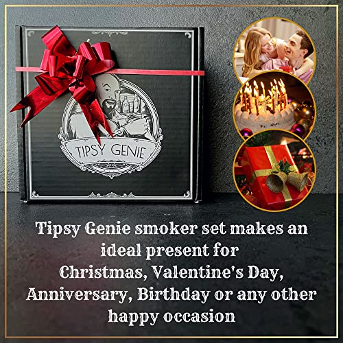 Tipsy Genie Alcohol Infuser Cocktail Smoker Kit with Four Wood Chips for Whiskey, Bourbon, and Cocktails. Old Fashioned Drink Smoker Kit., 6.5x6x2.5