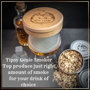 Tipsy Genie Alcohol Infuser Cocktail Smoker Kit with Four Wood Chips for Whiskey, Bourbon, and Cocktails. Old Fashioned Drink Smoker Kit., 6.5x6x2.5