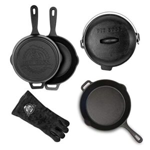 pit boss 6 piece cast iron starter kit, black