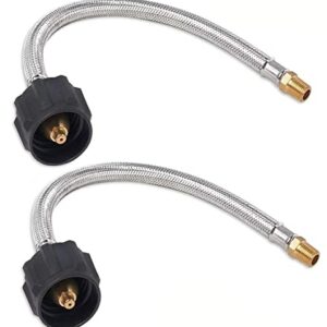 Bbqzone Propane Hoses and Fittings rv Quick Connect, 12-inch Stainless Braided RV Propane Hose Connector, Type 1 Tank Connection, 1/4 Male NPT, 2-Pack