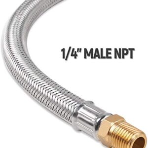 Bbqzone Propane Hoses and Fittings rv Quick Connect, 12-inch Stainless Braided RV Propane Hose Connector, Type 1 Tank Connection, 1/4 Male NPT, 2-Pack