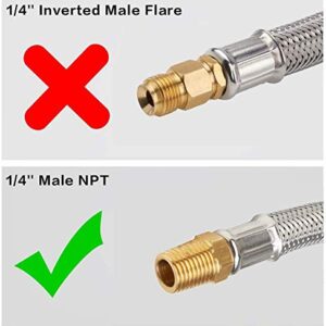 Bbqzone Propane Hoses and Fittings rv Quick Connect, 12-inch Stainless Braided RV Propane Hose Connector, Type 1 Tank Connection, 1/4 Male NPT, 2-Pack