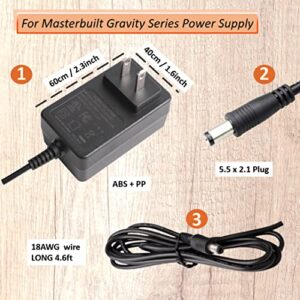 Replacement Part 9004190216 - Power Adapter for Masterbuilt Gravity Series 560/800/1050 XL Digital Charcoal Grill and Smoker Combo,Gravity Power Supply with 15 ft Long Cord