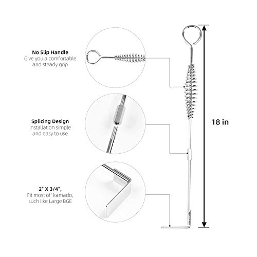 cicee 18 Inch Ash Removal Tool and Ash Pan for Bi Green Egg,Stainless Steel for Bi Green Egg Accessories Ash Tool Poker for BGE Primo and Other Charcoal Kamado[at+AP]