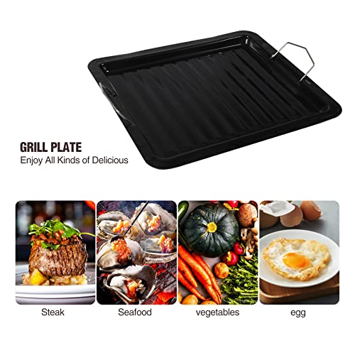 Lineslife Folding Campfire Grill with Grill Plate, Heavy Duty Stainless Steel Campfire Grill Grate with Carrying Bag Portable for Outdoor Camping Cooking