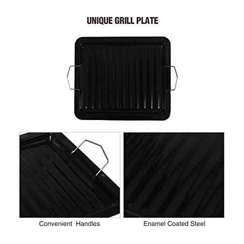 Lineslife Folding Campfire Grill with Grill Plate, Heavy Duty Stainless Steel Campfire Grill Grate with Carrying Bag Portable for Outdoor Camping Cooking