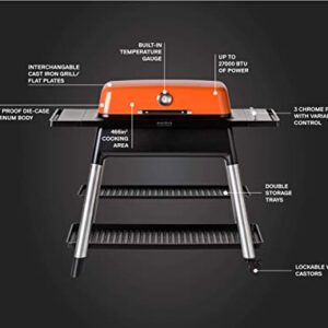 Everdure FURNACE 3-Burner Gas Grill, Liquid Propane Portable BBQ Grill with Die-Cast Aluminum Body and Fast-Ignition Technology, 466 Square Inches of Grilling Surface, Adjustable Height, Orange