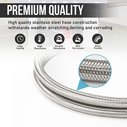 TIPHOPE 6FT Propane Adapter Hose Stainless Braided Propane Hose Converts 1lb Portable Appliances to 5-40lb Tanks,for Buddy Heaters,Coleman Camping Stove