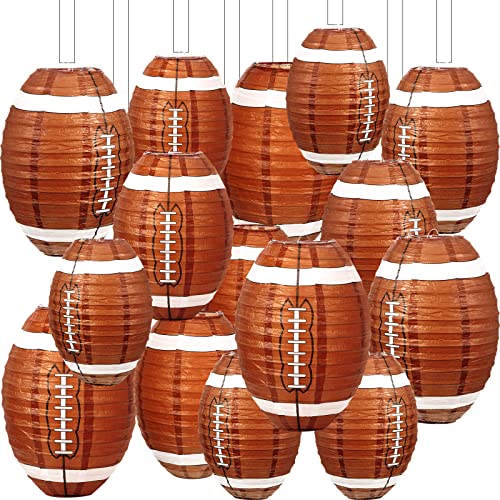 22 Pcs Football Paper Lanterns Football Hanging Decoration Paper Football Party Decor 12 Inch, 10 Inch, 8 Inch Decorative Sports Ball Lantern for Birthday Baby Shower Party Supplies