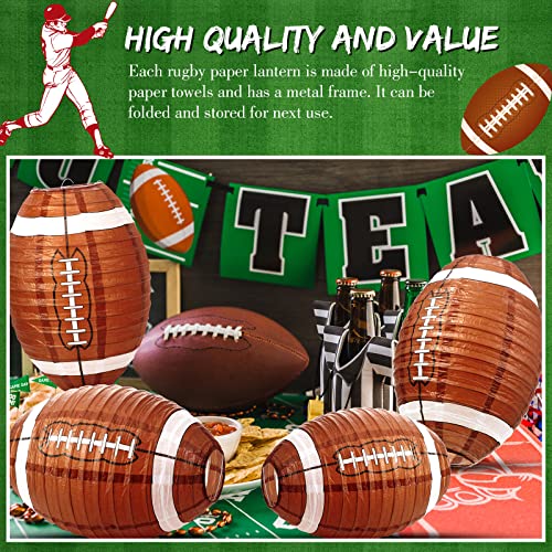 22 Pcs Football Paper Lanterns Football Hanging Decoration Paper Football Party Decor 12 Inch, 10 Inch, 8 Inch Decorative Sports Ball Lantern for Birthday Baby Shower Party Supplies