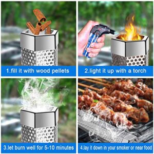 SameTech Pellet Smoker Tube 12’’ Stainless Steel Perforated BBQ Pellet Smoker Tube - 5 Hours of Billowing Cold Smoke for for Any Grill or Smoker, Hot/Cold Smoking (12 Inch)